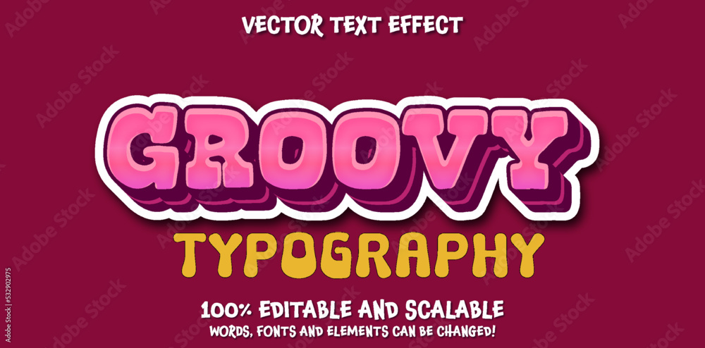 Vektorová grafika „70s retro groovy alphabet letters font effect ...