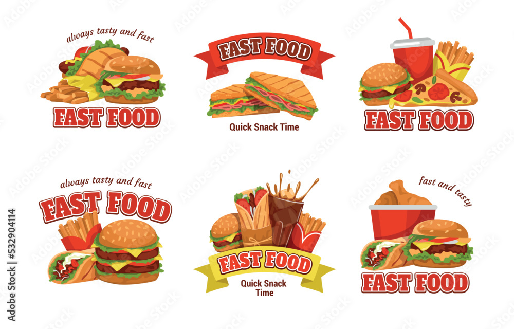 Fast food logo. Chef cook. Kitchen recipe. Typography for bakery. Bar ...