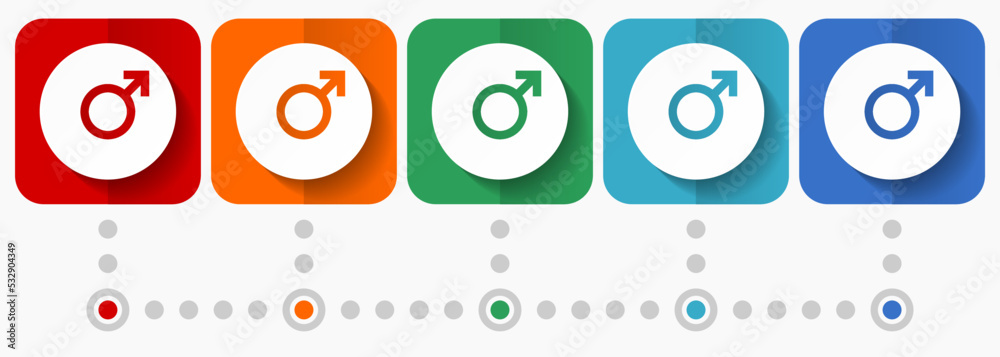 Male vector icons, infographic template, set of flat design symbols in ...