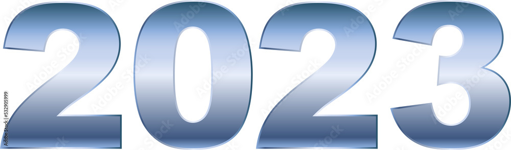 Happy New Year 2023 text. Gradient blue steel numbers, shiny texture ...
