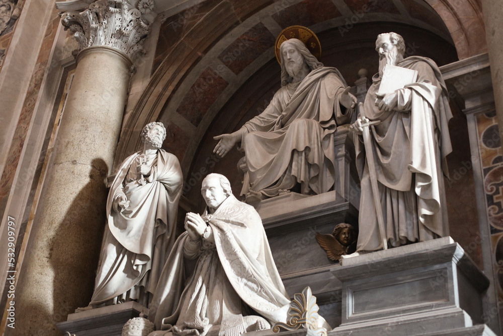 Catholic Cathedral interior. Building of the Vatican. The largest ...