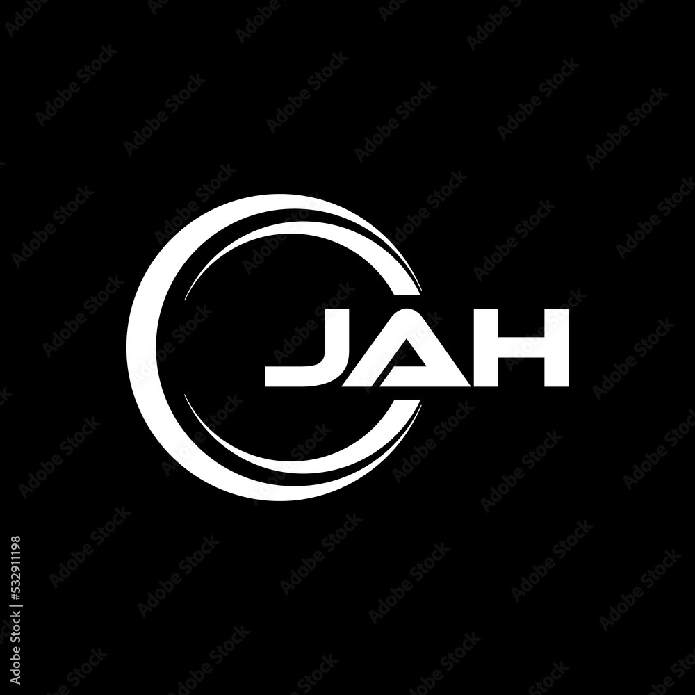 Vecteur Stock JAH letter logo design with black background in ...