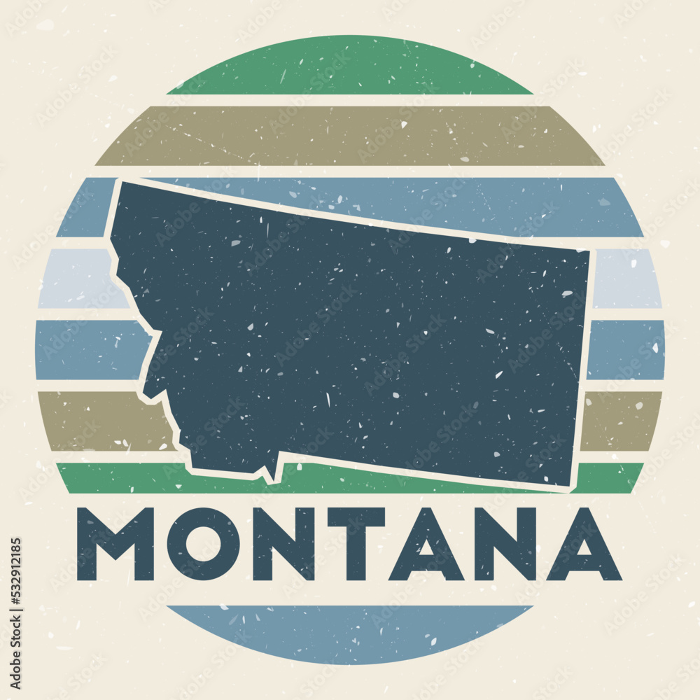 Montana logo. Sign with the map of us state and colored stripes, vector ...