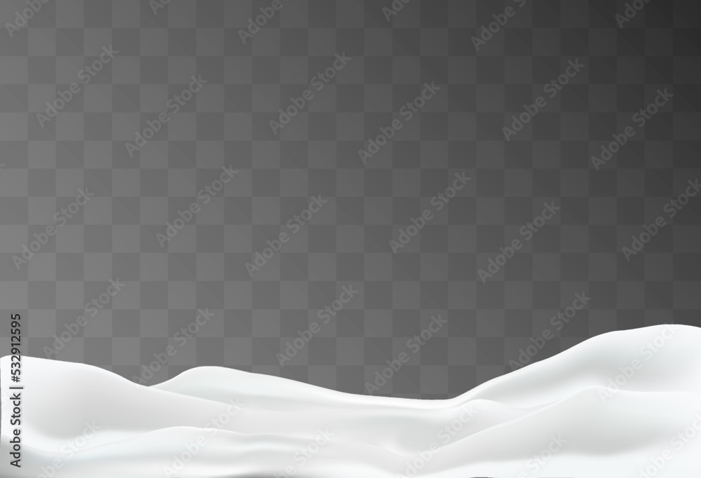 Snowdrift snow mound wavy surface closeup realistic image against dark ...