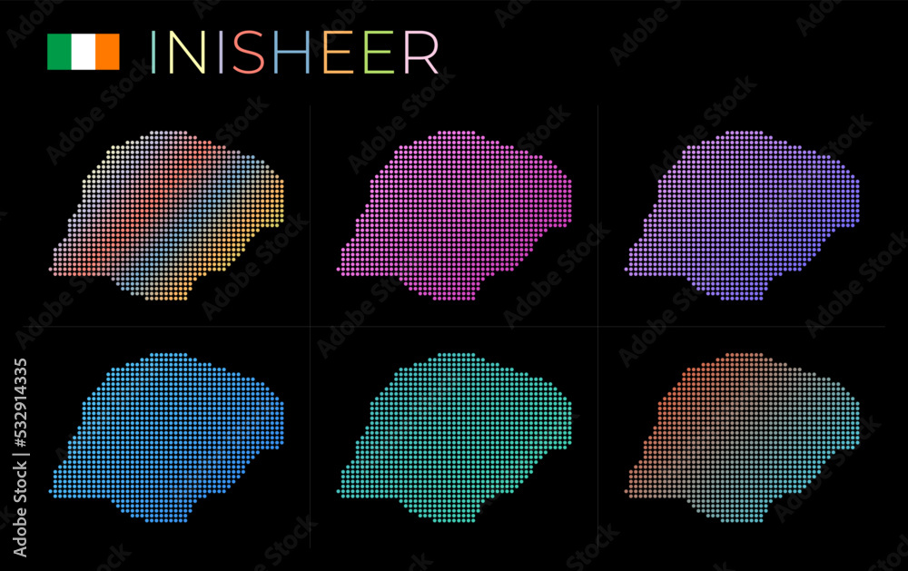 Inisheer dotted map set. Map of Inisheer in dotted style. Borders of ...