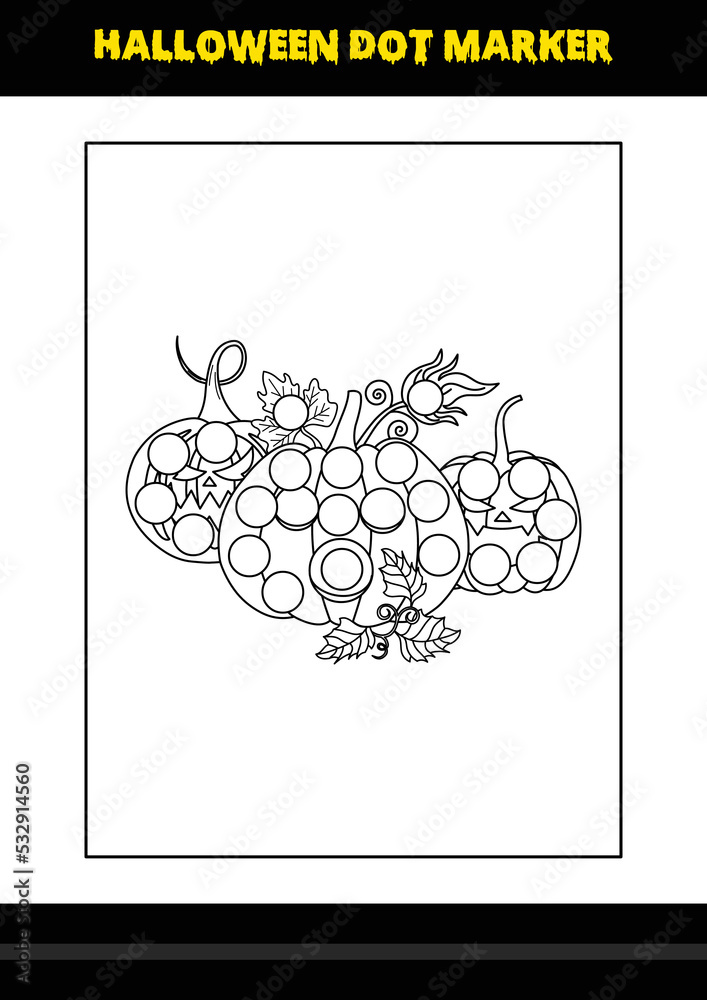 Halloween dot coloring page for kids. Line art coloring page design for ...
