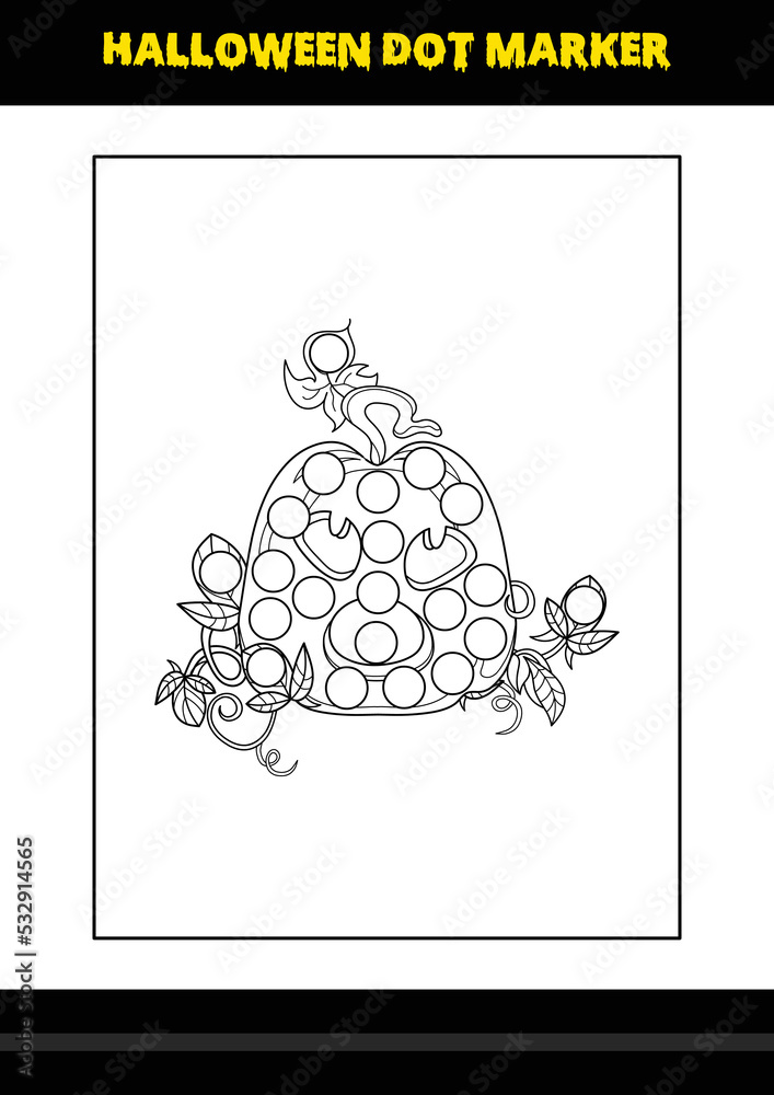 Halloween dot coloring page for kids. Line art coloring page design for ...