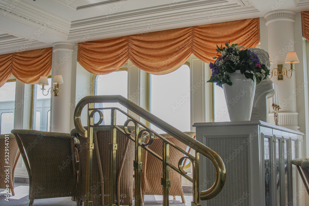 Elegant Belle Époque interior design furnishing bar lounge area onboard ...