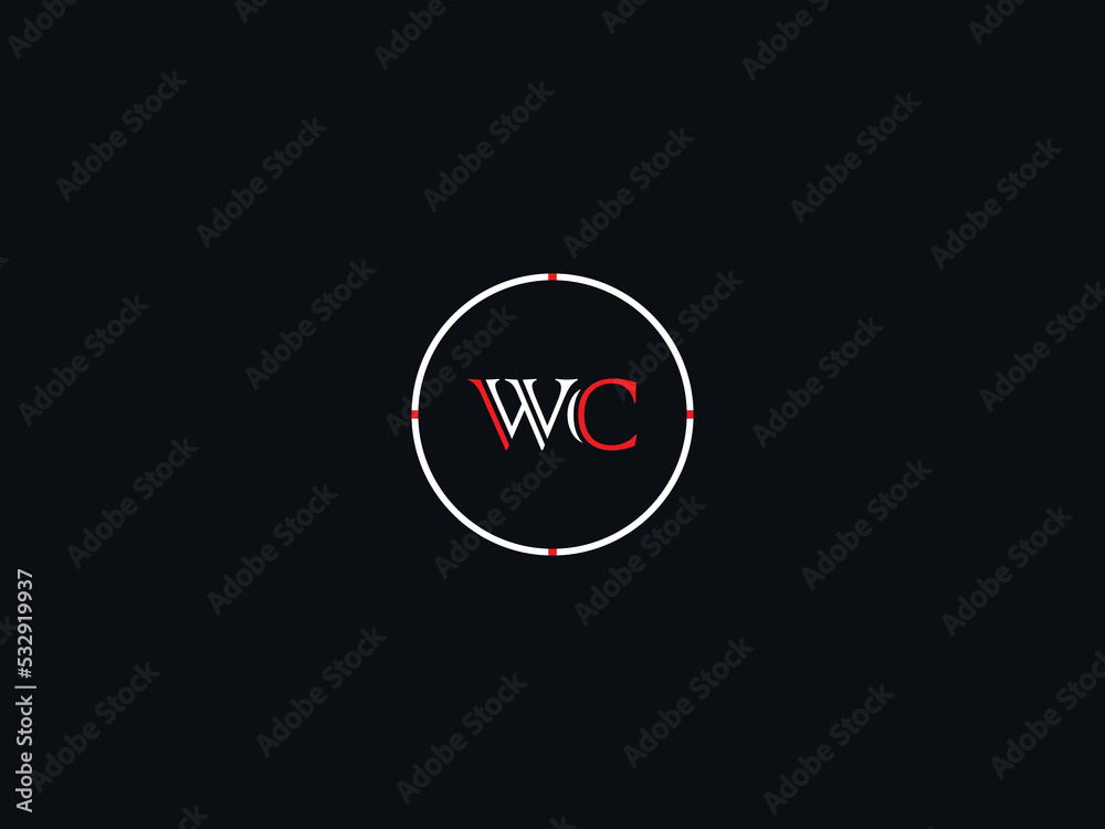 Initials classic WC w c Logo Image, Minimalist Circle Wc cw Letter Loge ...