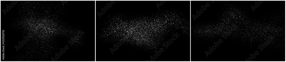 Dust particles effect vector splatter on black background texture. Dust ...