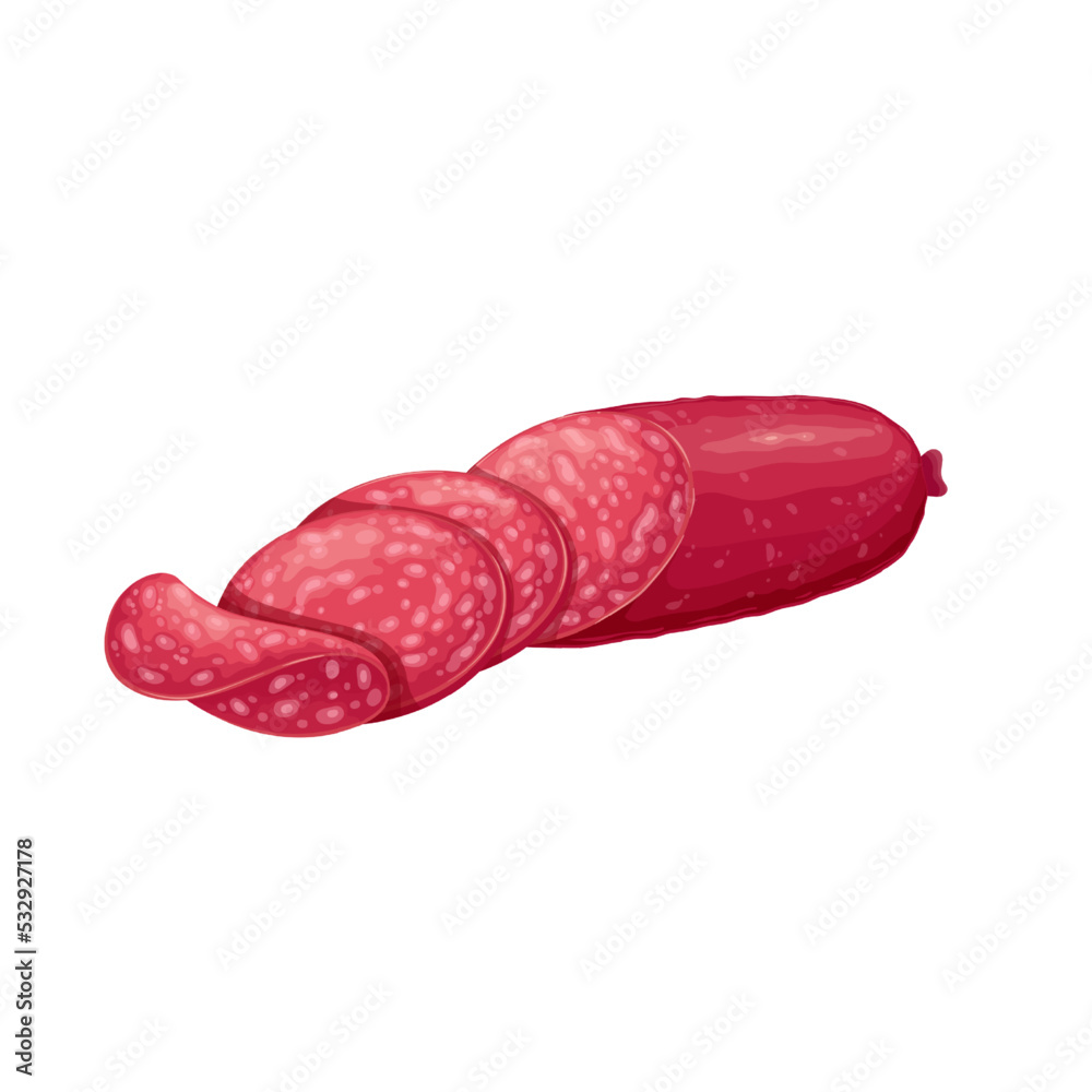 Salami sausage vector illustration. Cartoon isolated pepperoni or ...