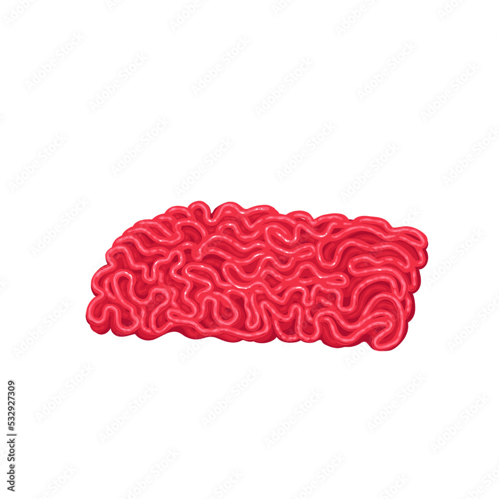 Ground meat vector illustration. Cartoon isolated raw red minced pork ...