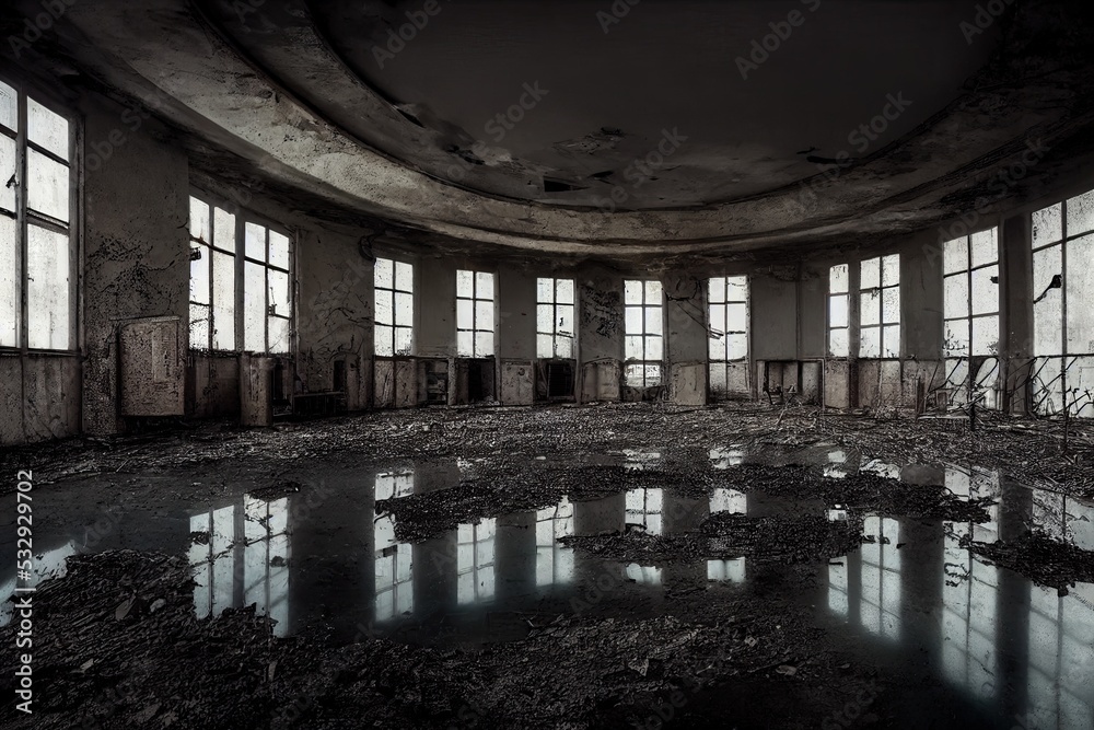 Abandoned radioactive control room of Chernobyl old power plant station ...