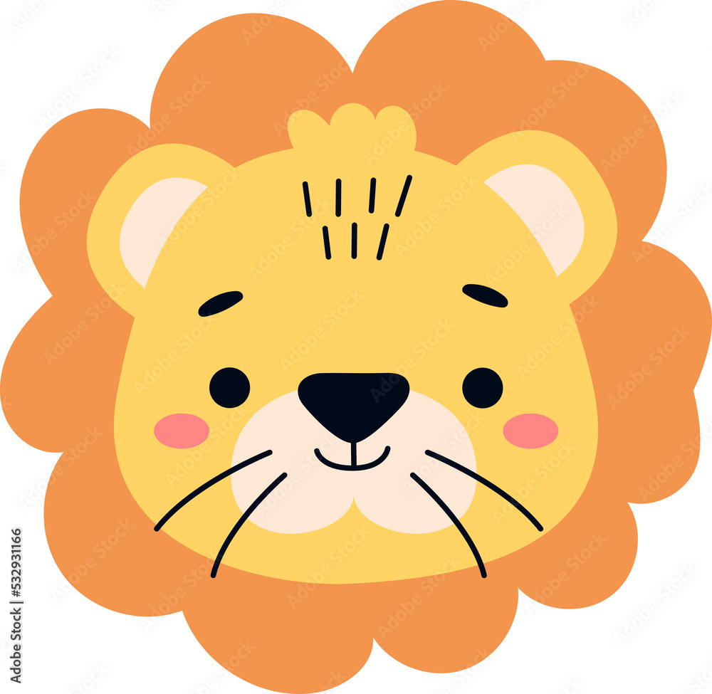 lion animal face cartoon art Stock Illustration | Adobe Stock