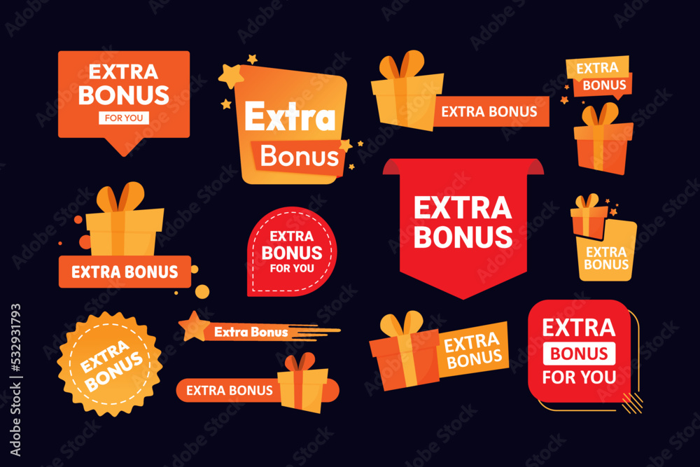 Extra Bonus Label for promo design. Extra bonus label, sticker or tag ...