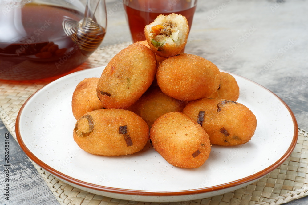 combro, a typical food of West Java, made from oncom and cassava. Stock ...