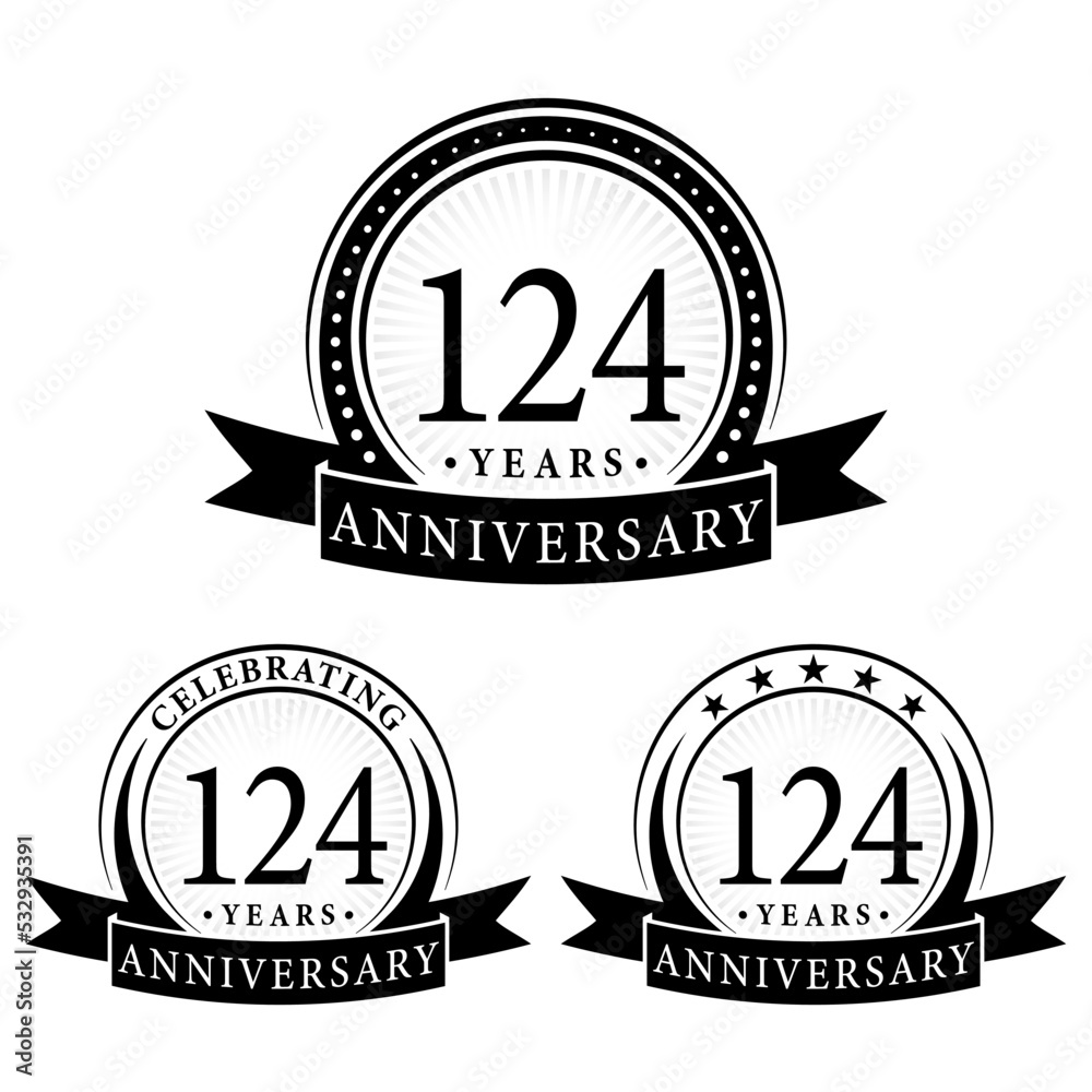 124 years anniversary logo collections. Set of 124th Anniversary ...