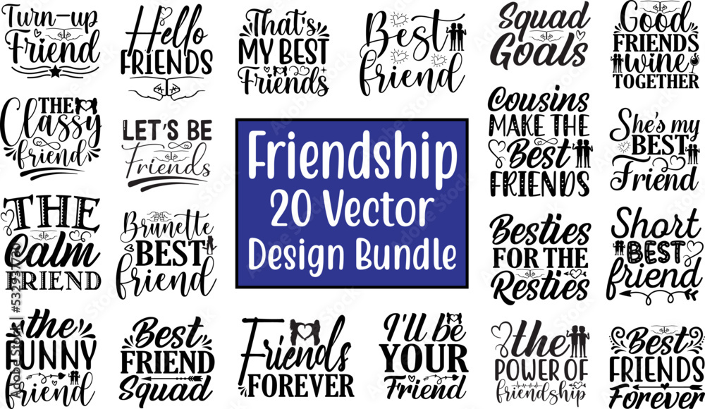 Friendship 20 Vector Design Bundle SVG, Friendship Svg Bundle, Friends ...
