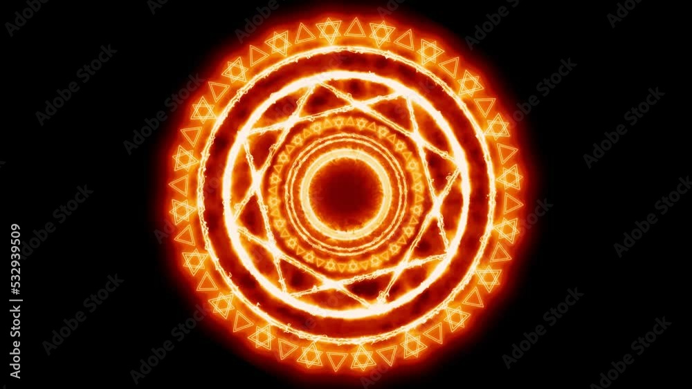 Magic circle powerful red flame energy with heaven double circle six ...
