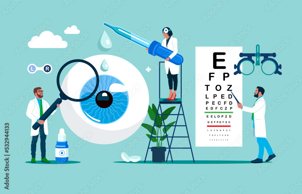 Vector Illustration of Eye Drops, Ophthalmology and Eyesight Care ...