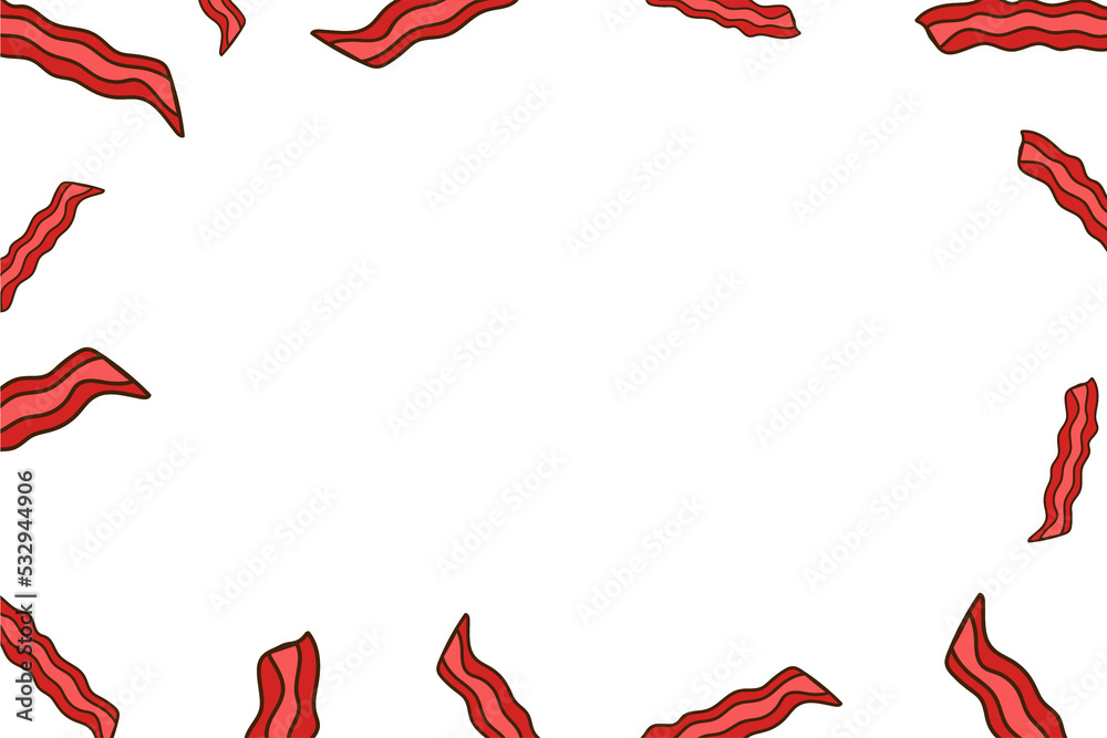 png background of Hand drawn fried slice of bacons vector about bacon ...