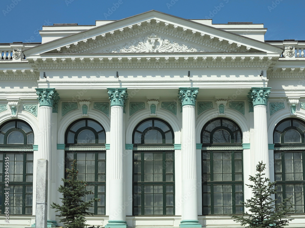 Architecture, columns and windows of ancient renaissance style ...