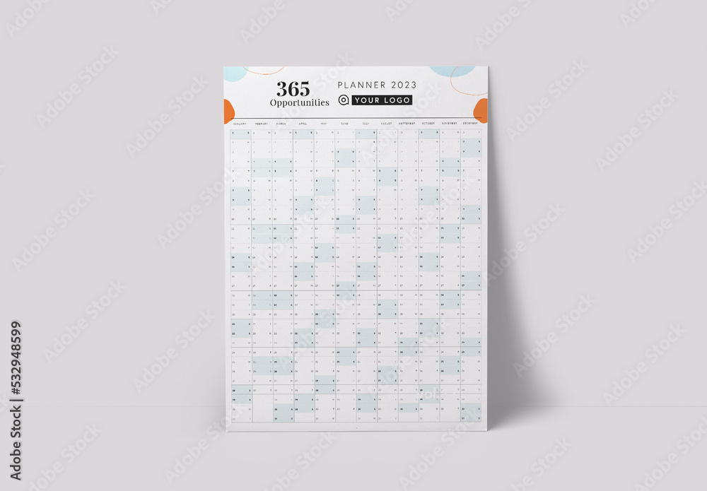 2023 Vertical Calendar Planner Layout Stock Template | Adobe Stock