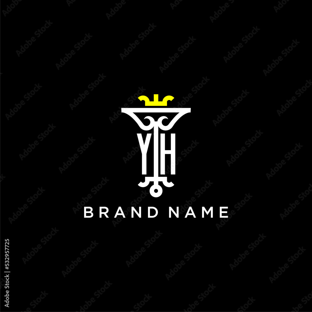 YH initial monogram brand logo design for crown vector image Stock ...