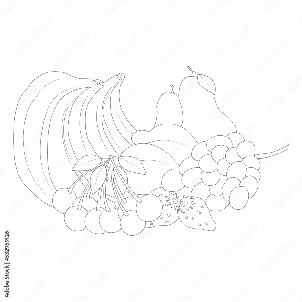 funny fruits coloring page for kids Stock Vector | Adobe Stock