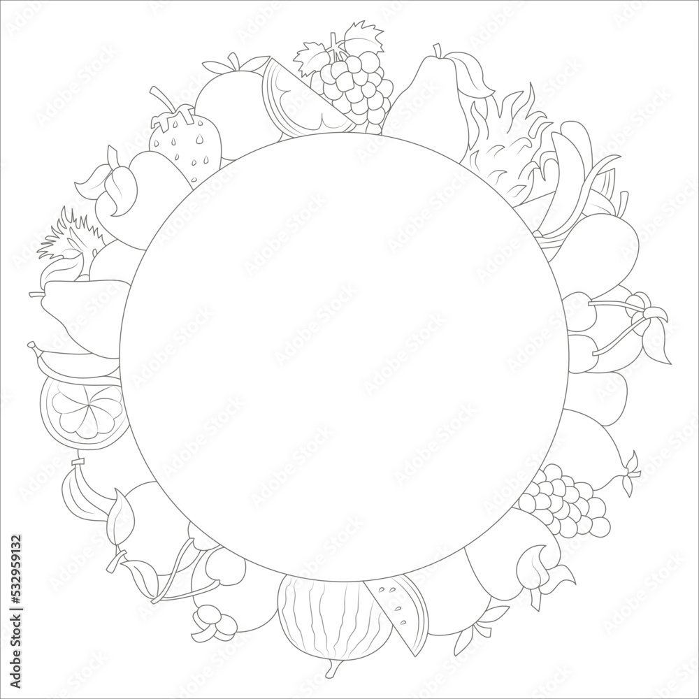 funny fruits coloring page for kids Stock Vector | Adobe Stock