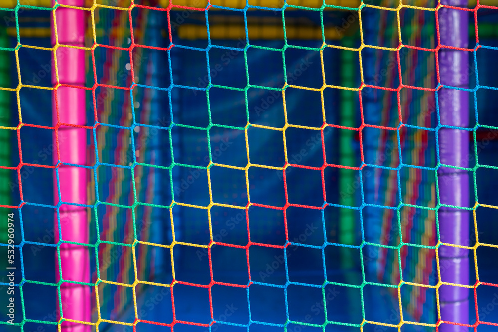 Protective net with square mesh connections used in kindergartens for ...