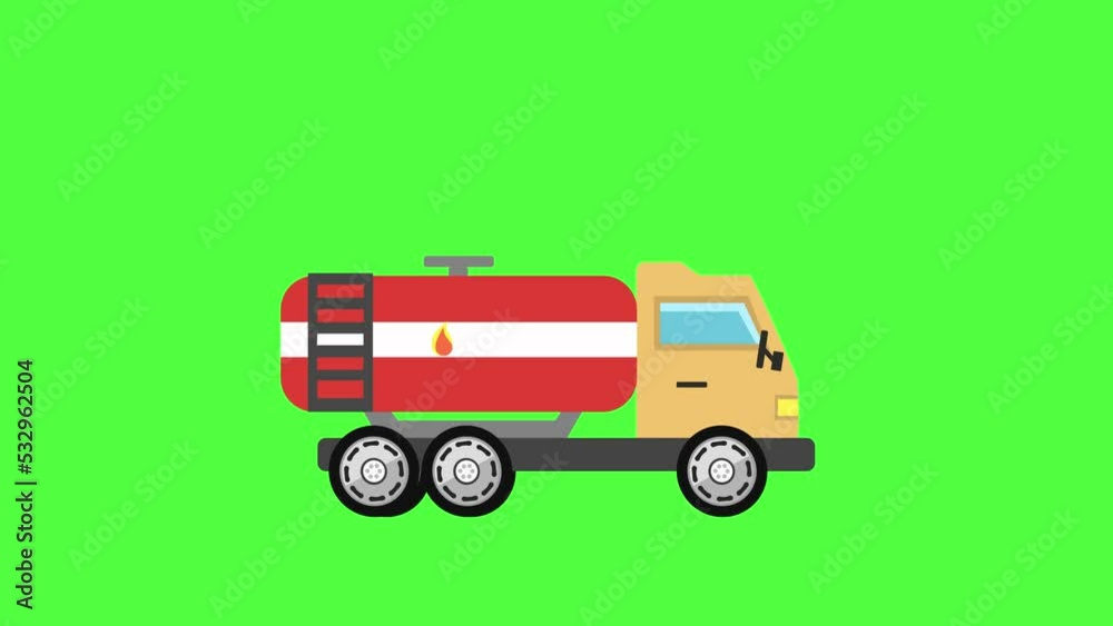 oil tanker truck moving animation on green screen background Stock ビデオ ...