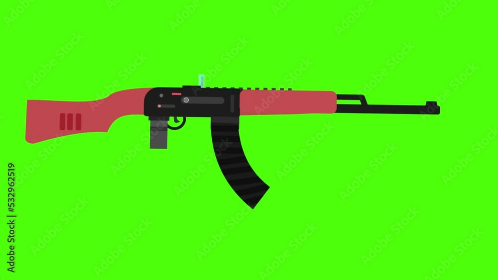 Ak-47 assault rifle animation with shooting effects on green screen ...
