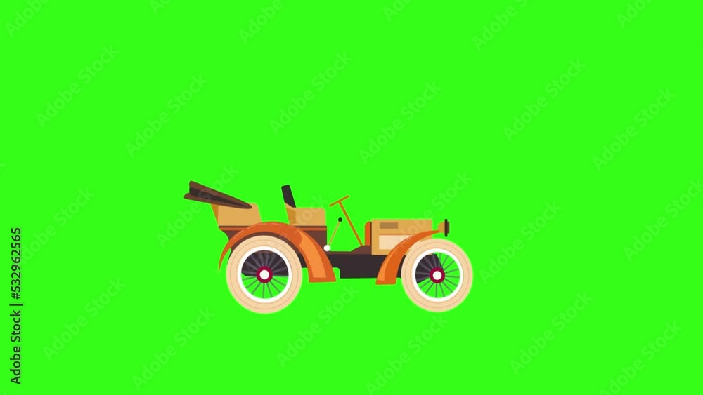 vintage luxury car moving animation on green screen background ...