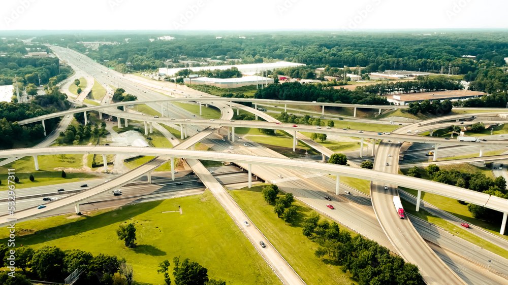 Spaghetti junction in the city of Atlanta, seen from the air Stock ...