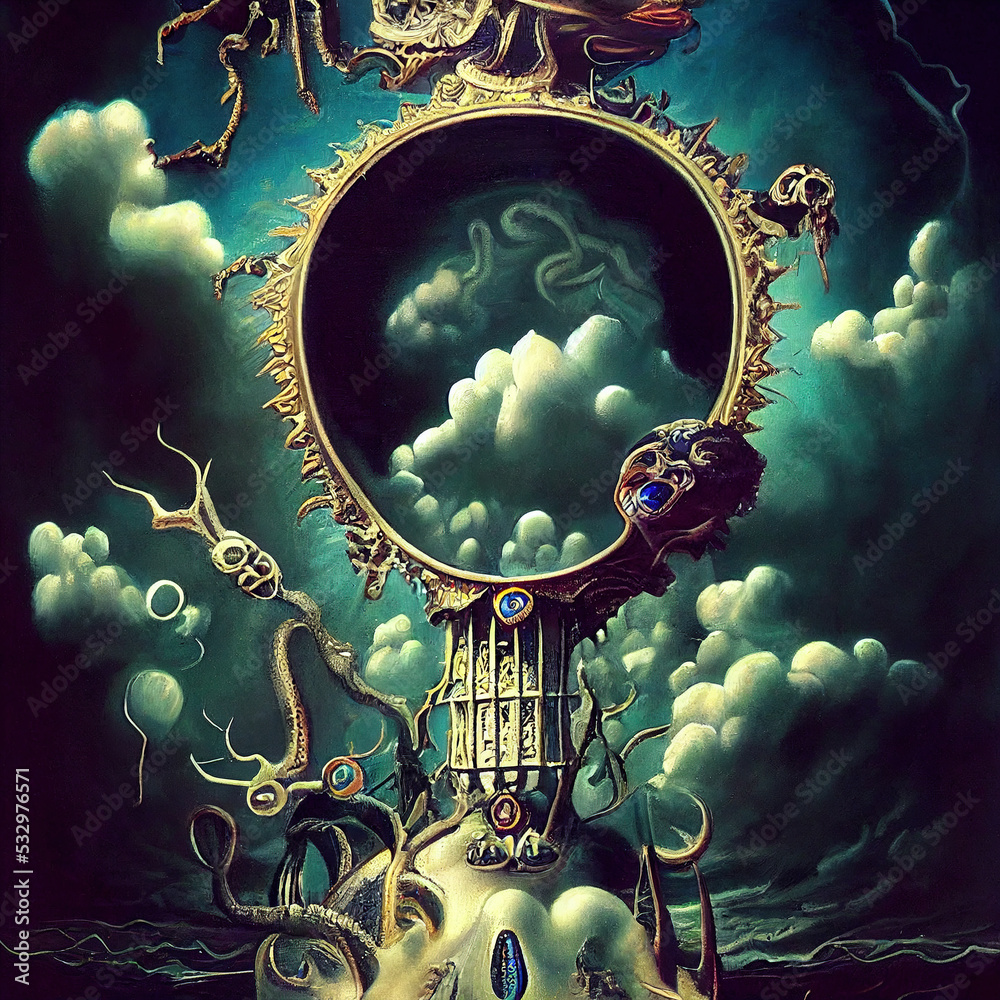 Dreams of Salvador Dali Surrealist Printable 3D Illustration Stock ...