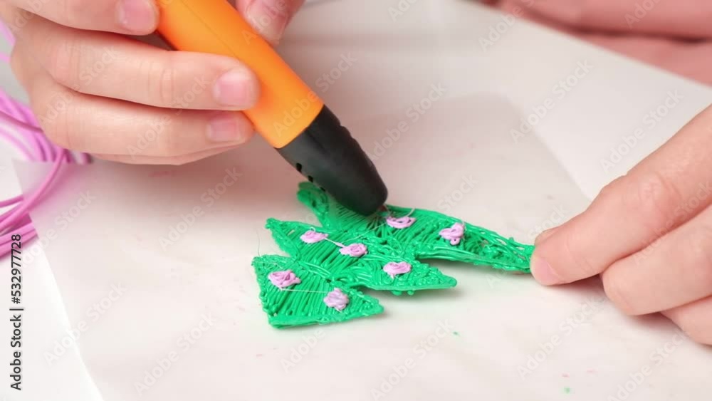 Teen Girl Using 3d Pen. Printing with Colored Plastic Wire Filament ...