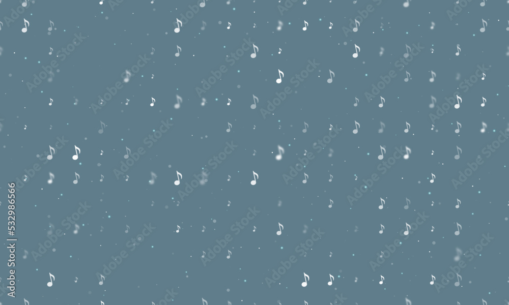 Seamless background pattern of evenly spaced white musical note symbols ...