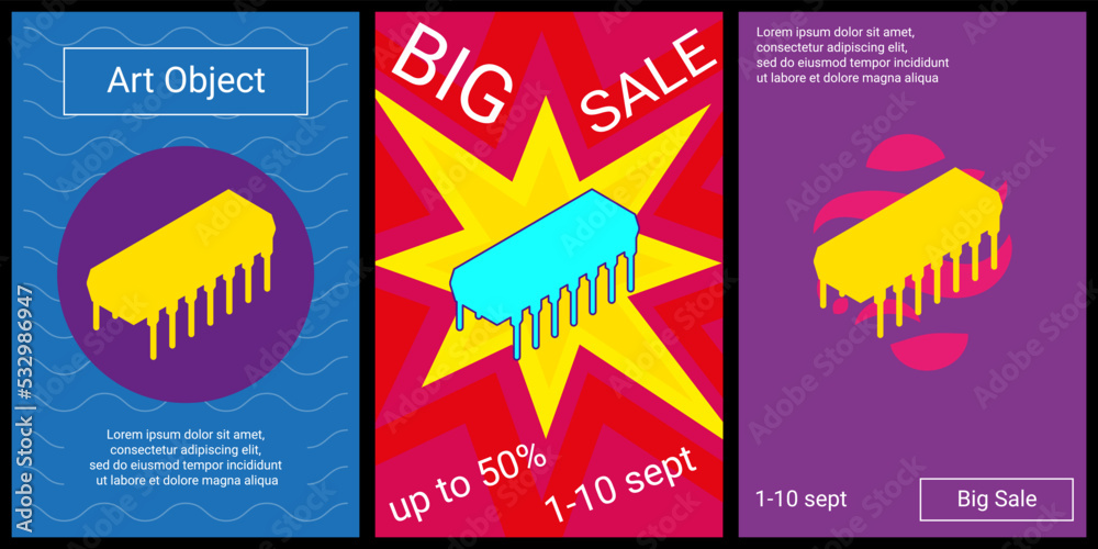 Trendy retro posters for organizing sales and other events. Large ...