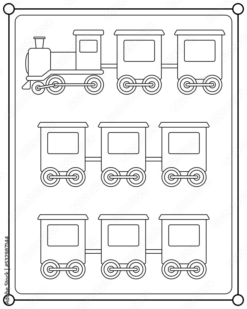 Cute train suitable for kids coloring page vector illustration Stock ...