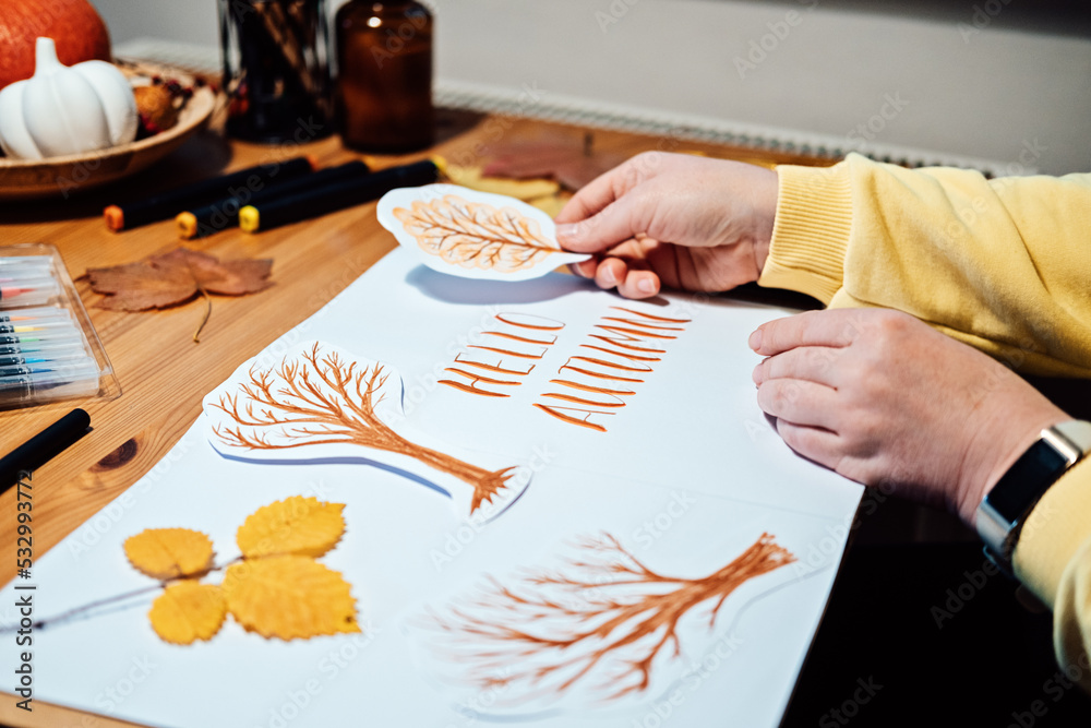 Autumn Season Drawing, How to draw fall lettering drawing and painting ...