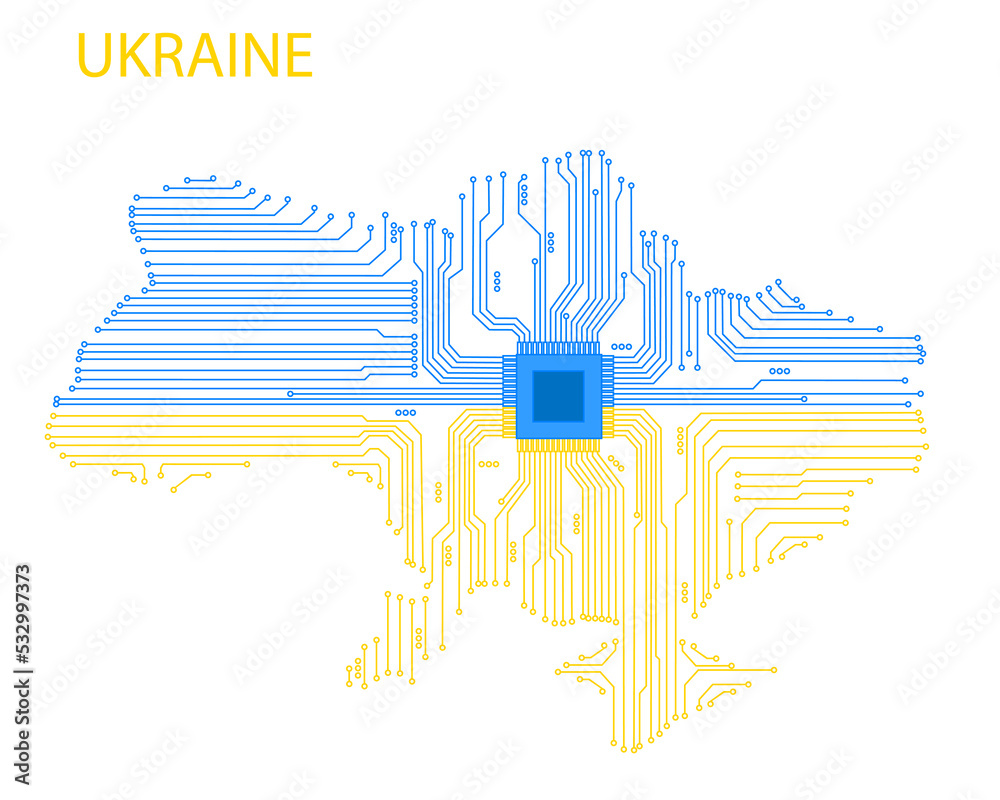 Map of Ukraine. Map of Ukraine drawn with lines and circles. Ukraine ...