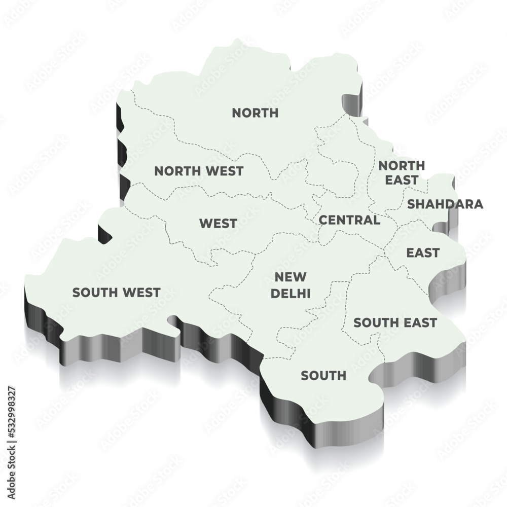 3d map of Delhi district wise, state of India Stock Vector | Adobe Stock 3d map of Delhi district wise, state of India Stock Vector | Adobe Stock