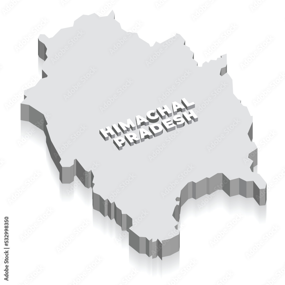 3d map of Himachal Pradesh, state of India Stock Vector | Adobe Stock