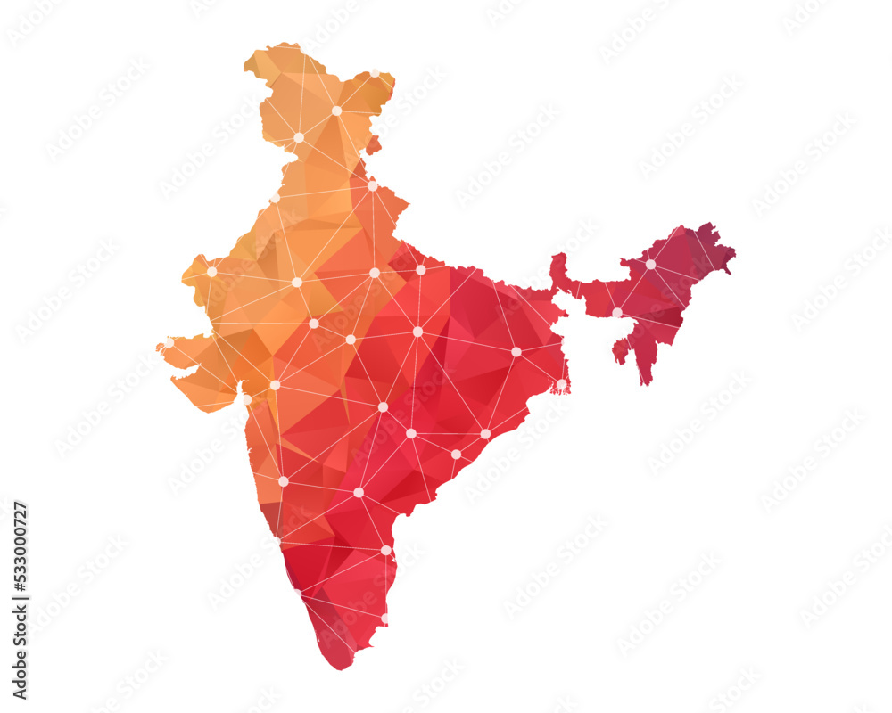 India Map - Abstract geometric rumpled triangular low poly style ...