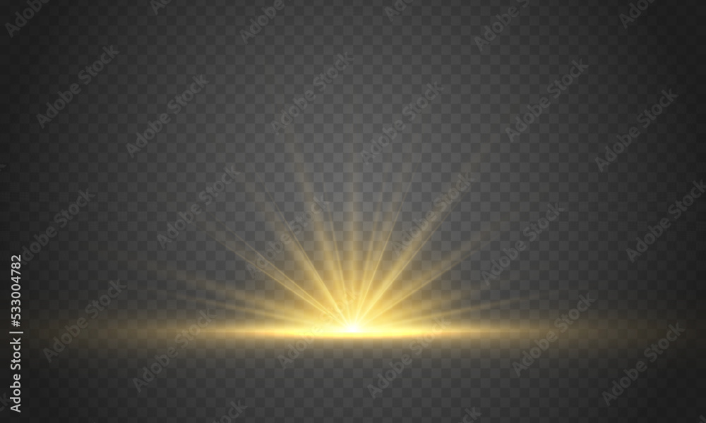 Gold glitter explosion sun on transparent background. Special effect ...