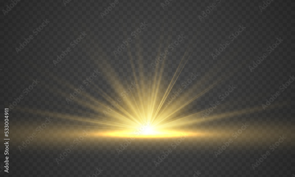 Gold glitter explosion sun on transparent background. Special effect ...