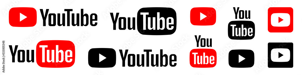 Minsk, Belarus - September 24, 2022: Youtube icon collection. Youtube ...