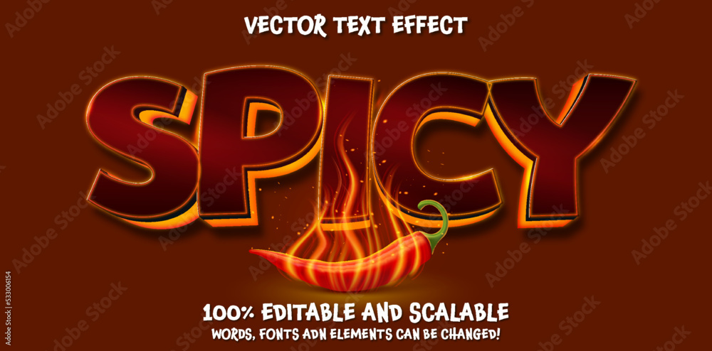 Red Spicy text, editable text effect with pepper background, alphabet ...