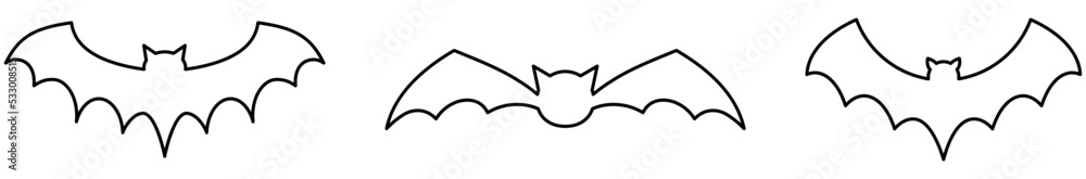 Outline bat icons. Vector illustration isolated on white background ...